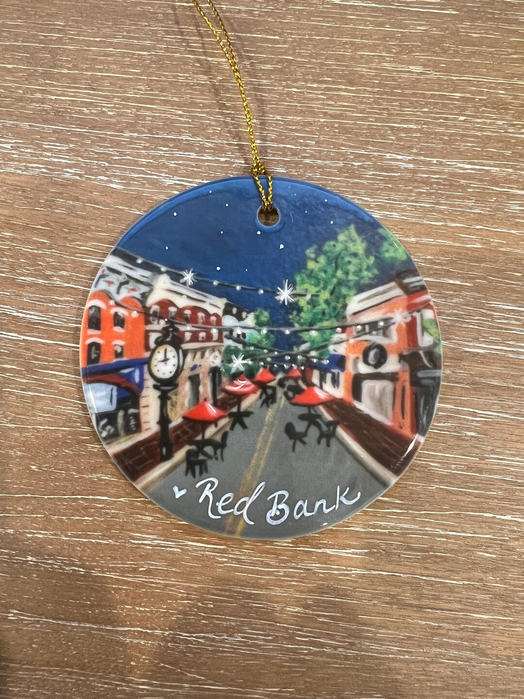 Downtown Red Bank Porcelain Christmas Ornament With Hand Written ...