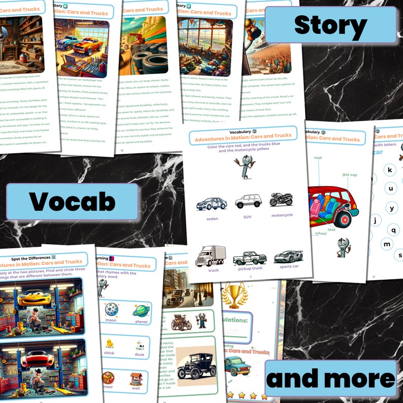 Interactive Cars Activity Book for Kids, Montessori Kindergarten ...