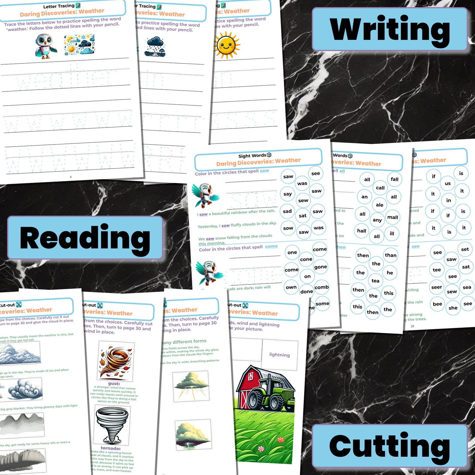 Interactive Weather Activity Book for Kids, Montessori Kindergarten ...