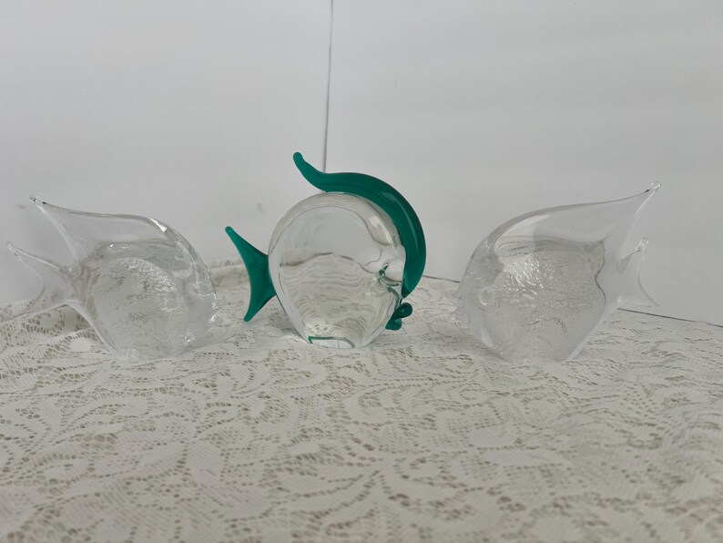 Set of 3 Murano Glass Fish Figurines – Hand Blown Art Deco Glass ...