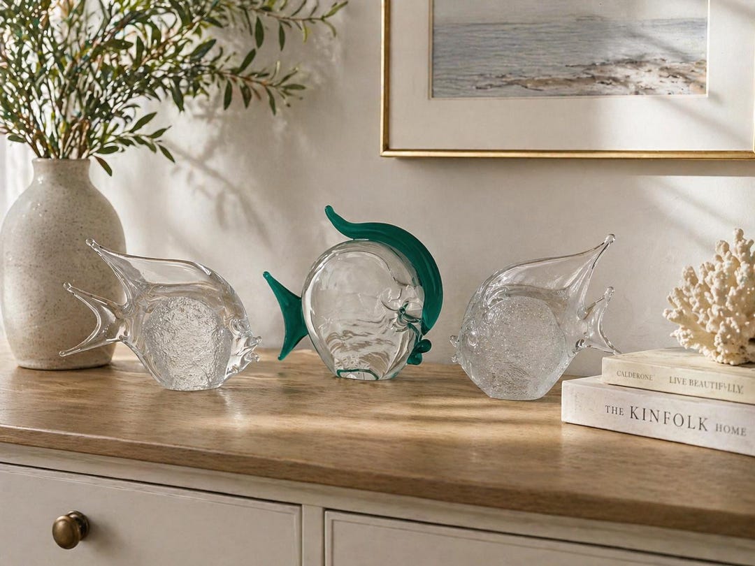 Set of 3 Murano Glass Fish Figurines – Hand Blown Art Deco Glass ...