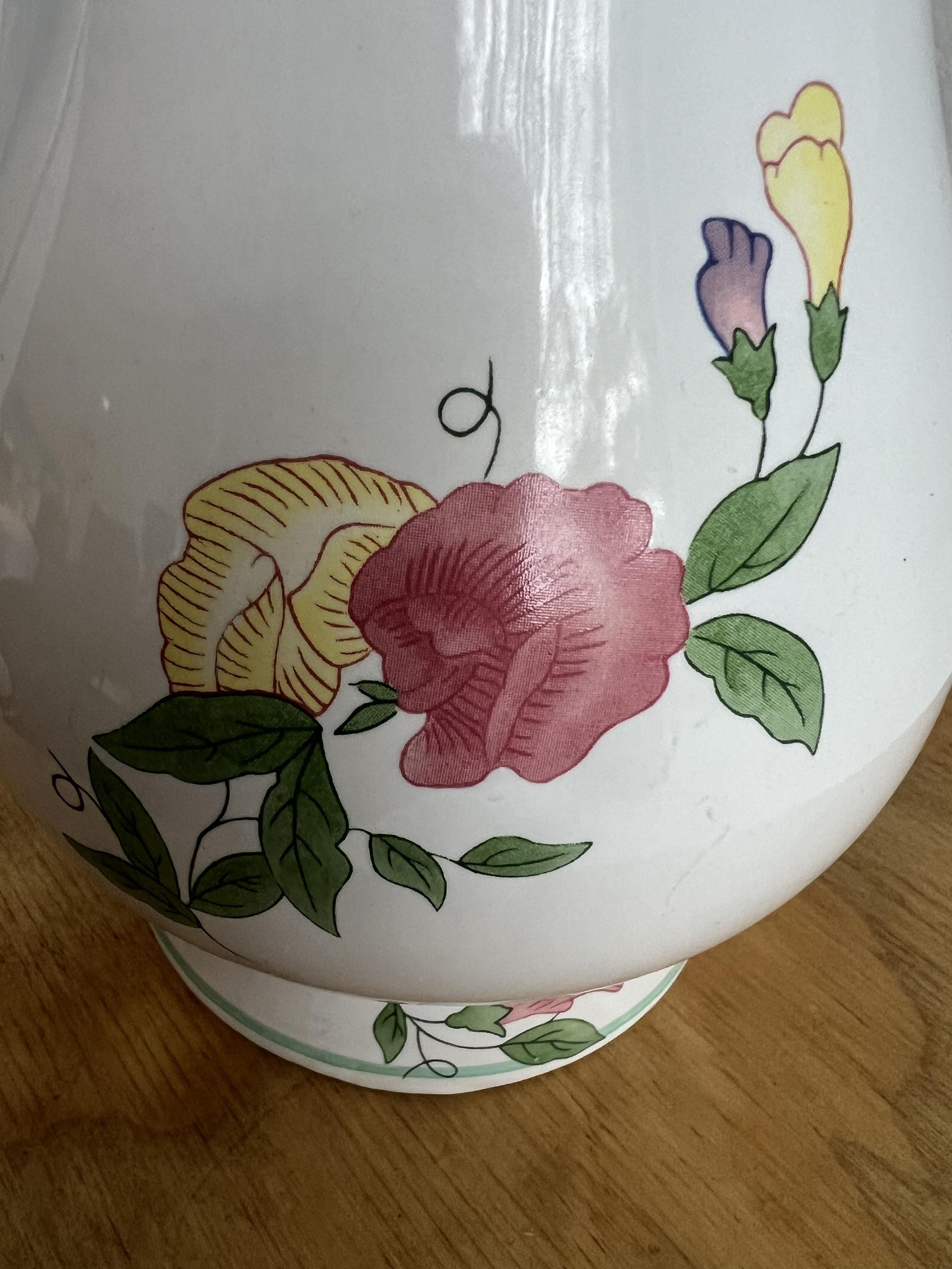 Vintage 1970s Floral Ceramic Pitcher Vase | Hand Painted Italian Decor ...