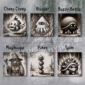 Mario's Monstrous Villains Canvas Tile – Spooky Horror Art Gift - Etsy