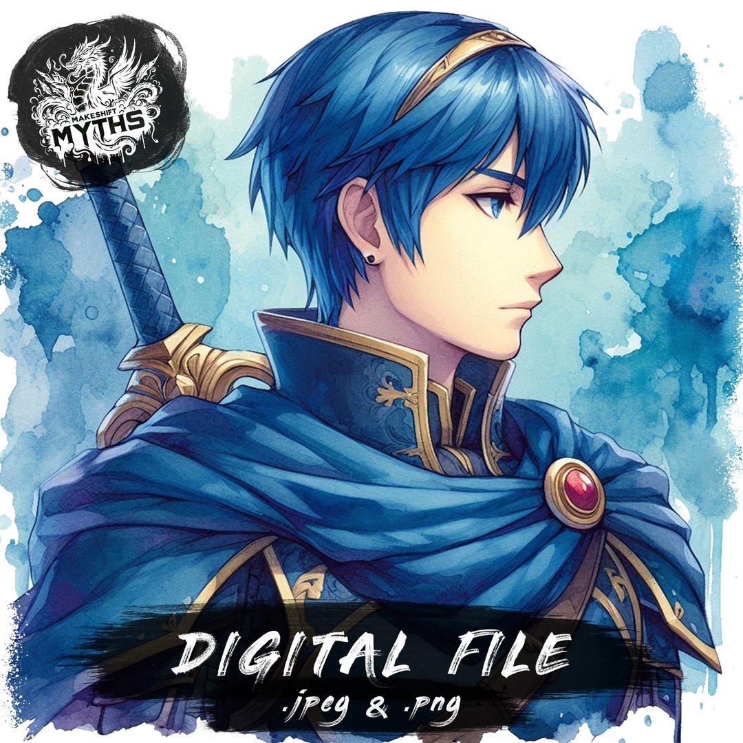 Digital File - Marth - Smash Bros Inspired Character Portrait, Unique ...
