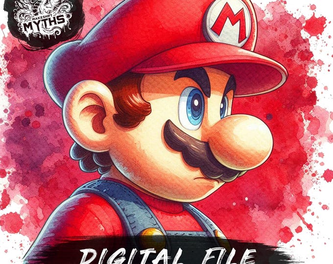Digital File - Mario - Smash Bros Inspired Character Portrait, Unique ...