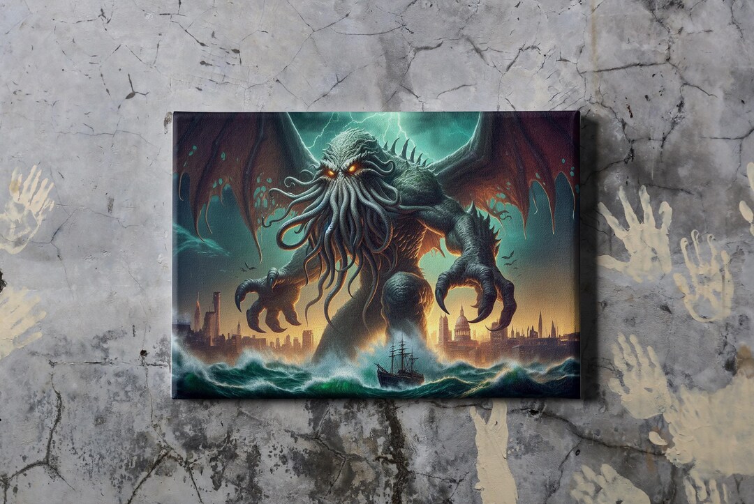 Canvas - Cthulhu Canvas Wall Art, Lovecraftian Horror, Unique High ...