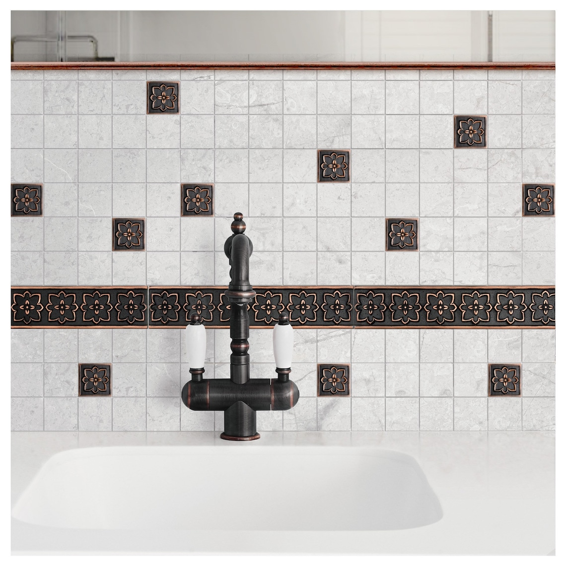Handmade Decorative Border Accent Tile Oil Rubbed Bronze 2.5x12 5 ...