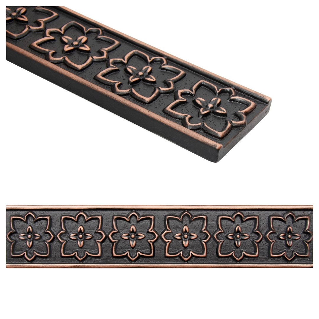Handmade Decorative Border Accent Tile Oil Rubbed Bronze 2.5x12 5 ...