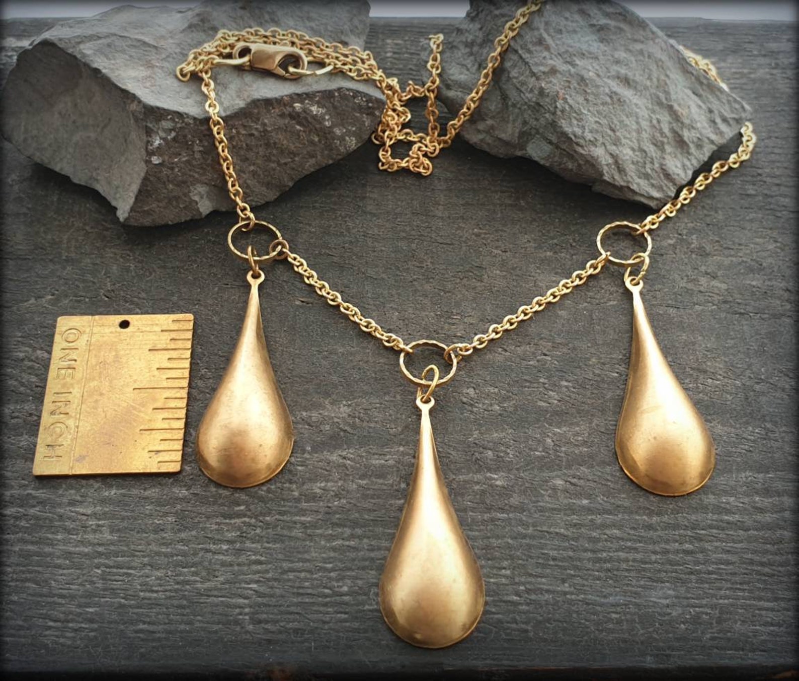 RAIN Midnight Starlight Raindrops Handmade Necklace Gold Drops ...