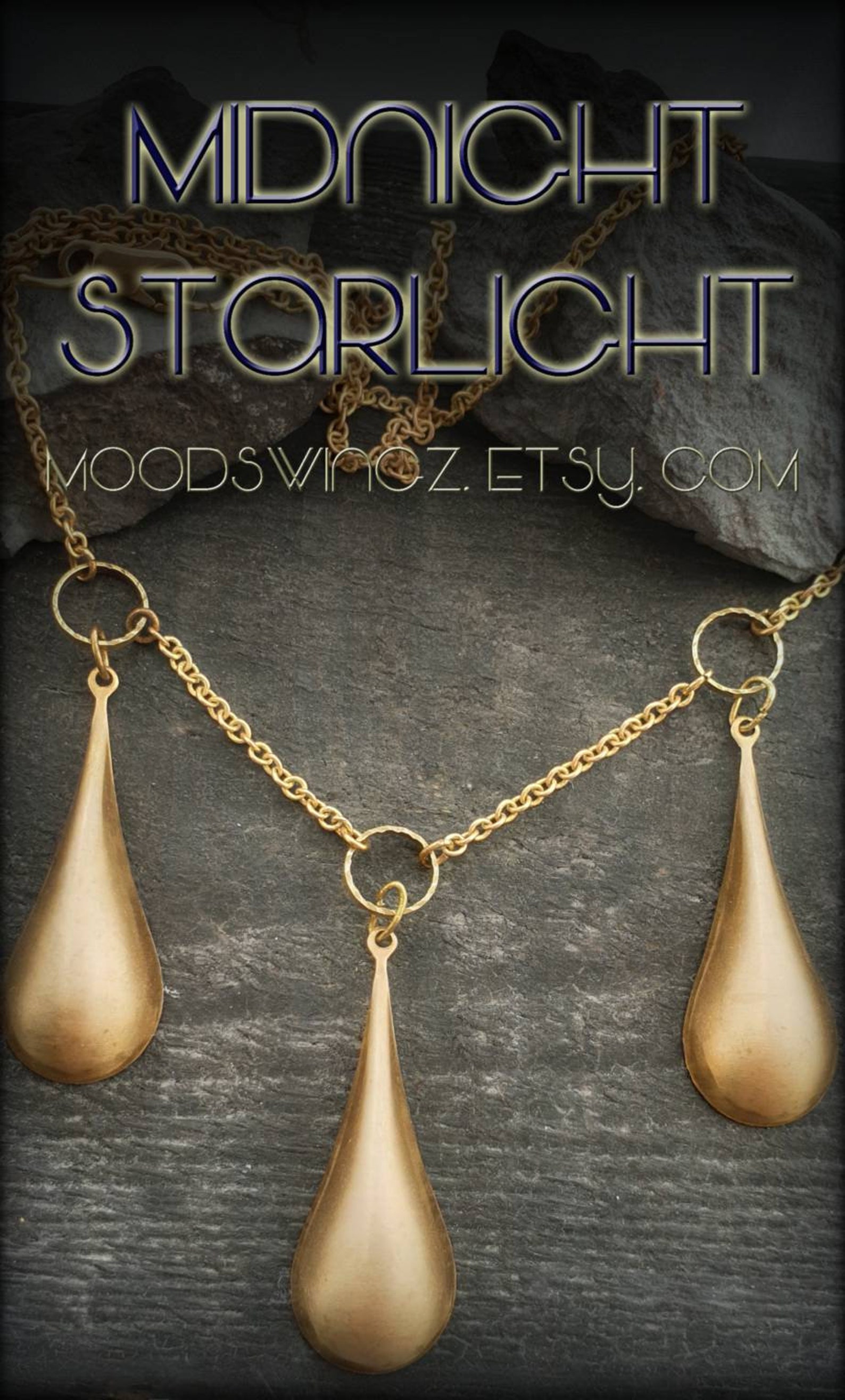RAIN Midnight Starlight Raindrops Handmade Necklace Gold Drops ...