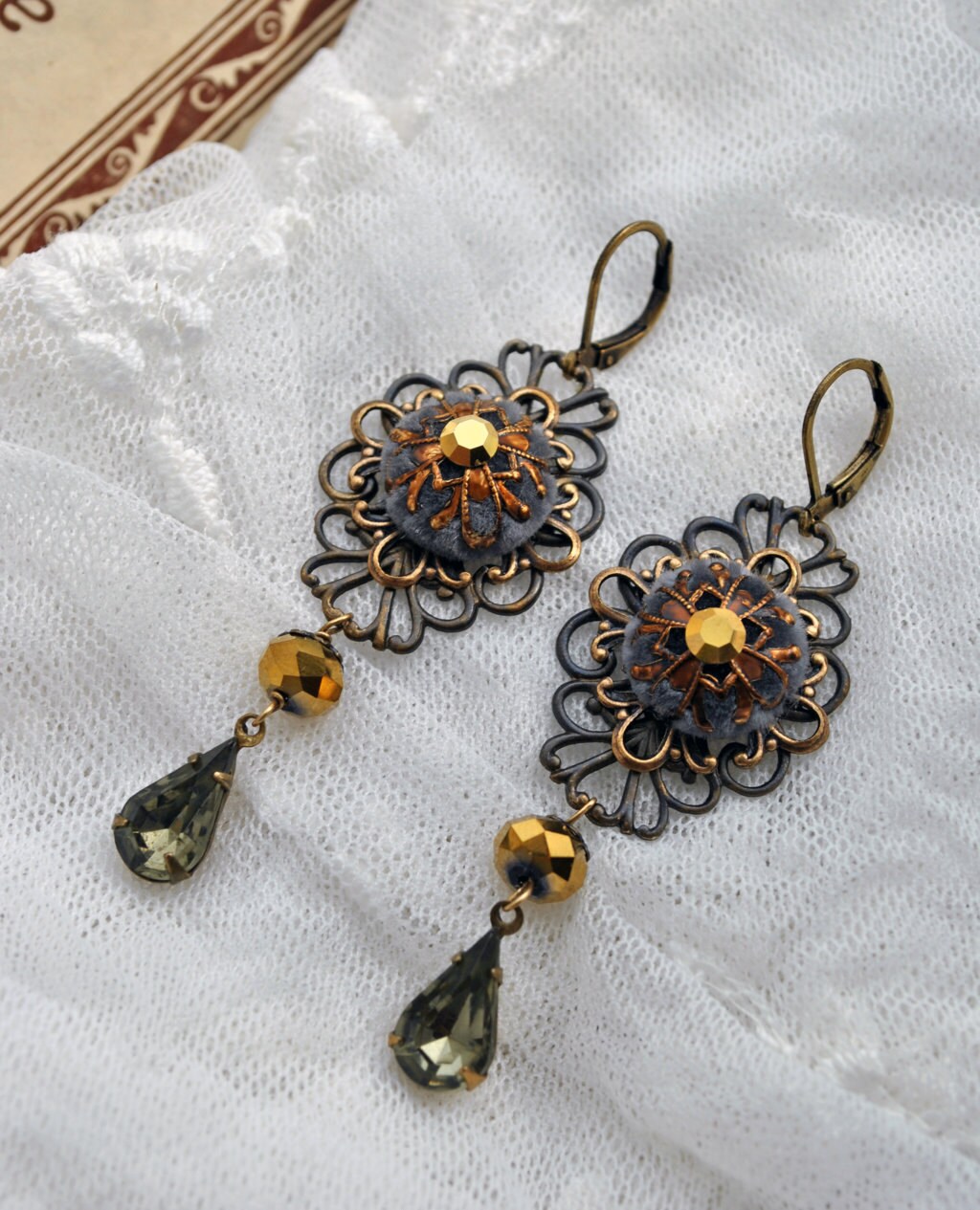 Royal Grace Long Dangling Antique Gold Filigree Lace - Etsy