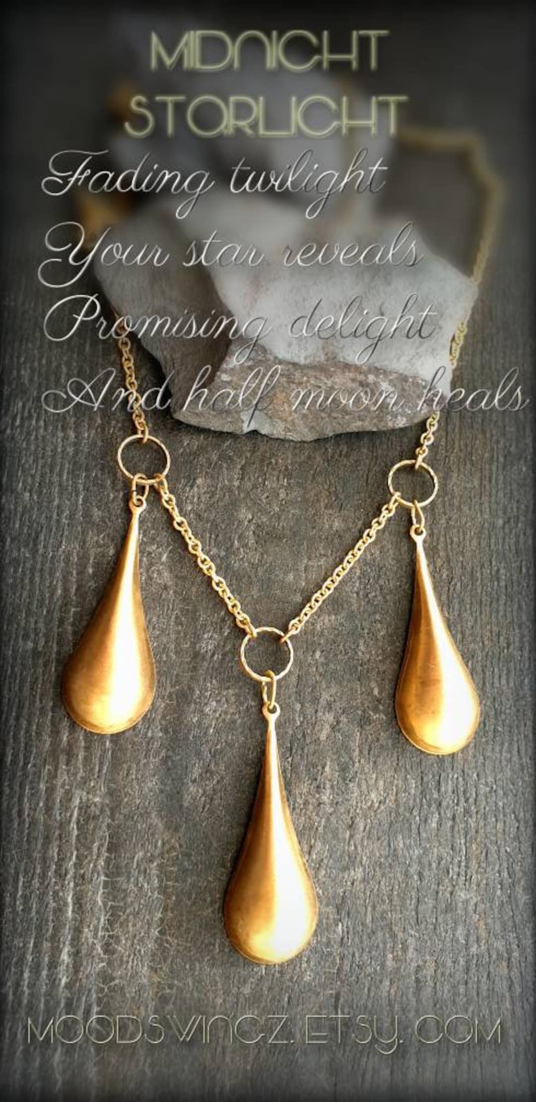 RAIN Midnight Starlight Raindrops Handmade Necklace Gold Drops ...