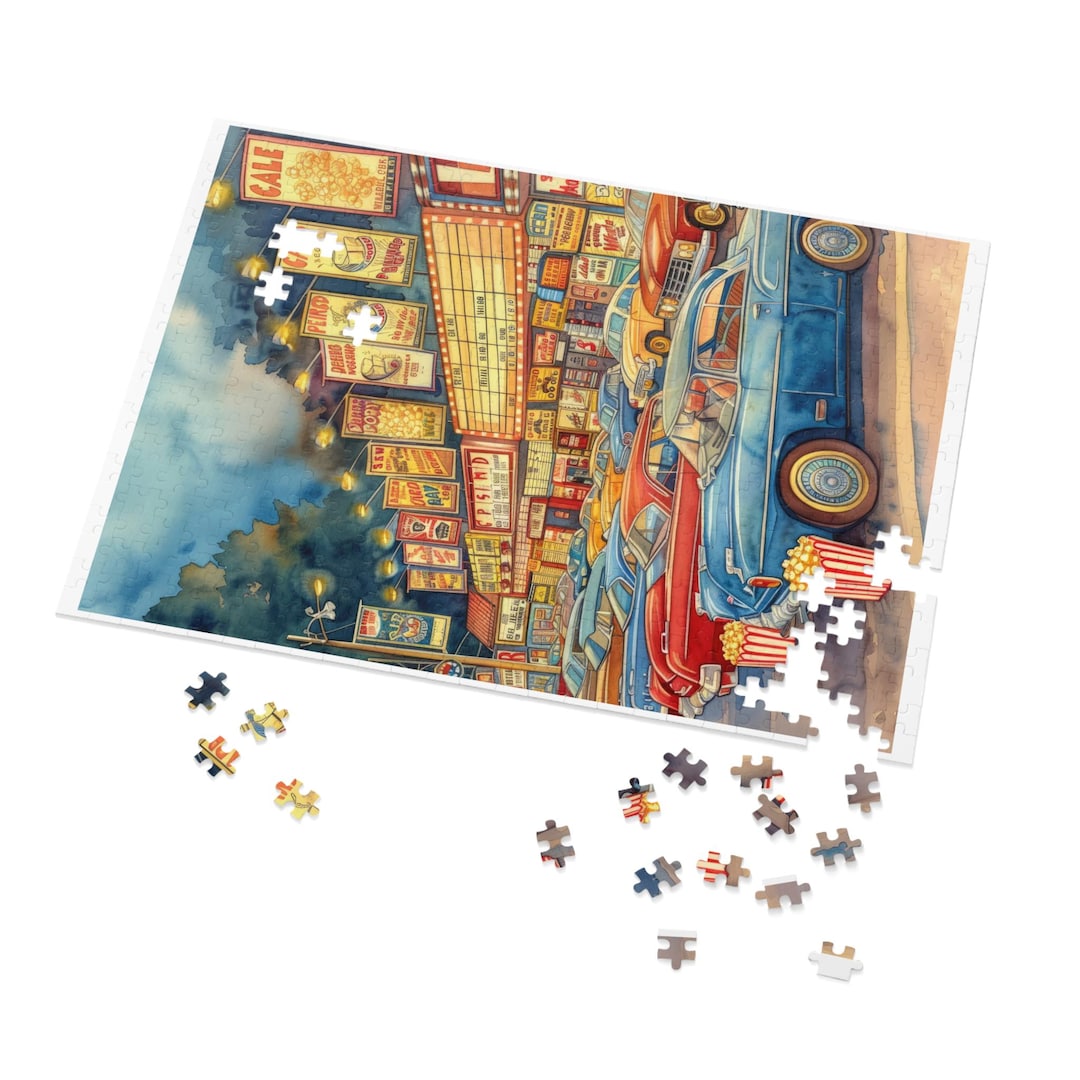 Vintage Movie Theater Jigsaw Puzzle With Tin - Etsy