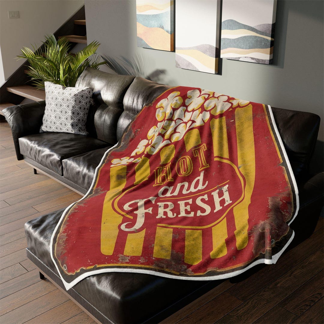 Vintage Popcorn Poster Soft Polyester Blanket - Etsy