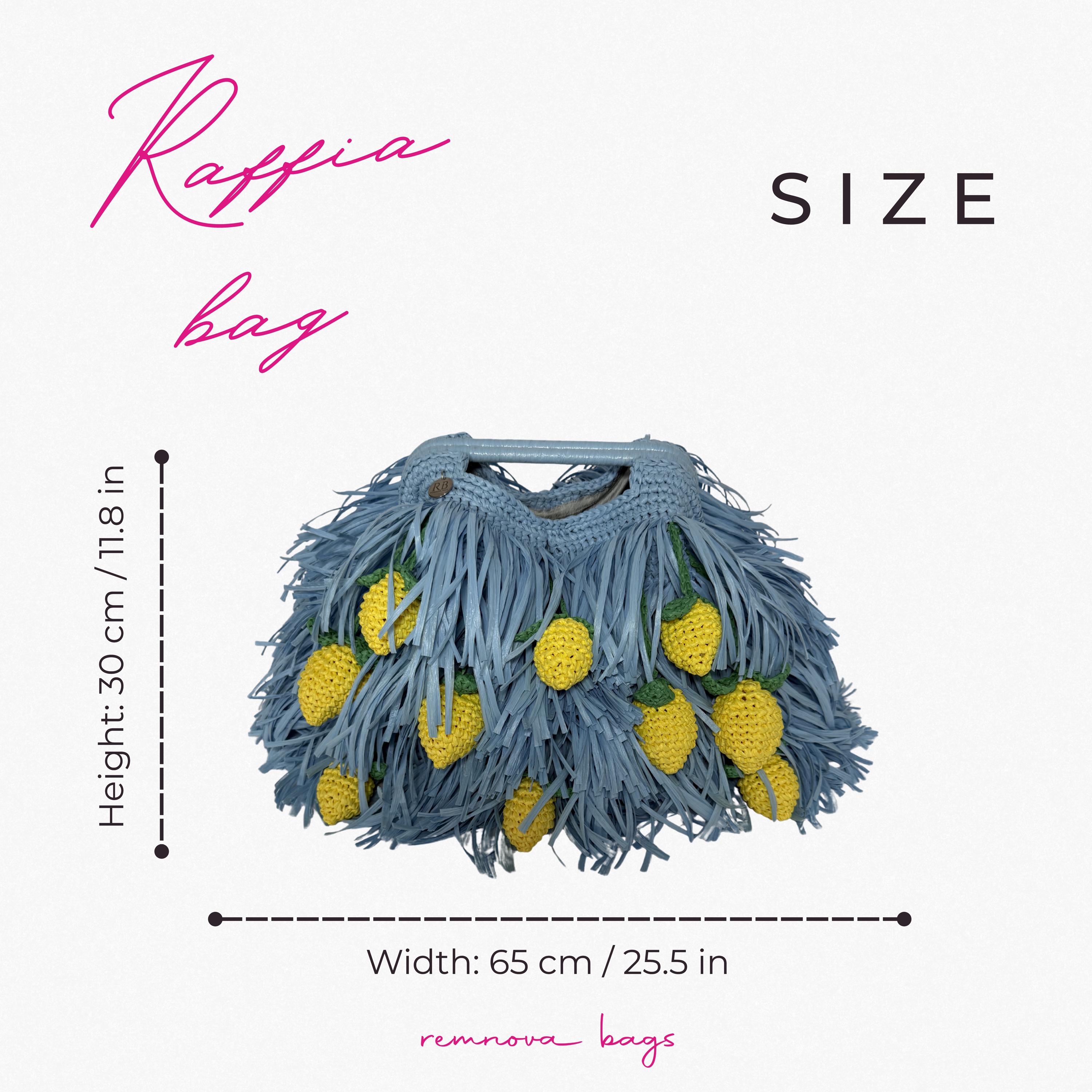 Raffia Woven Bag With Lemon, Eco Friendly Tote and Clutch, Crochet ...
