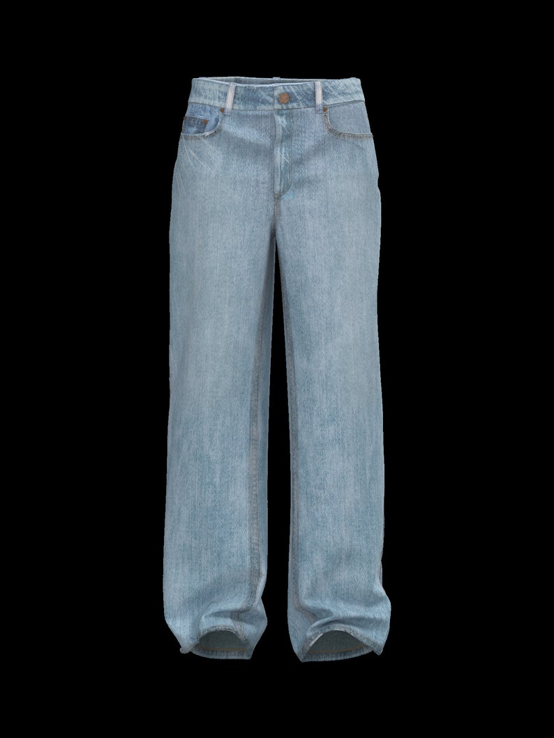 3D FEMALE DENIM JEAN - CLO3D - Procreate Obj - Blender - Jeans - Denim ...