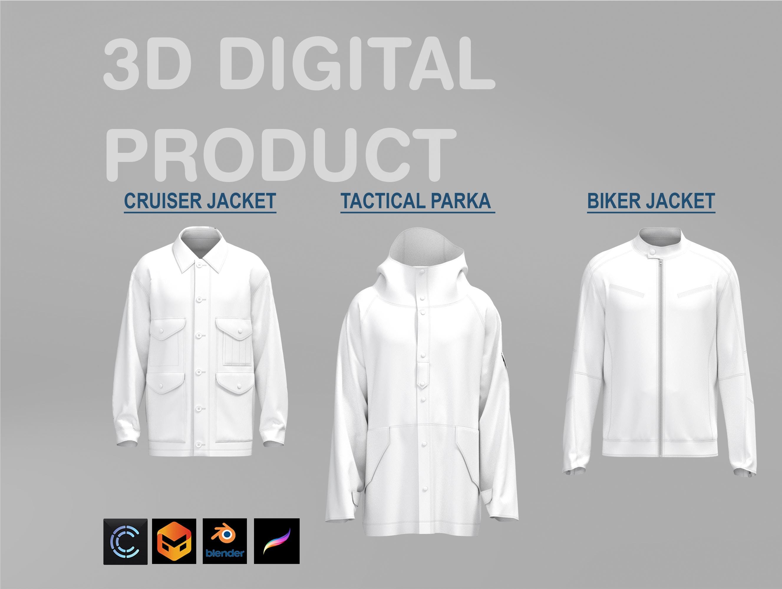 3D Jacket Colletion Pack - Clo3d - Procreate Obj - Digital - 3D Digital ...