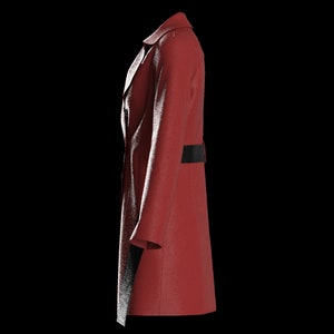 3D Raglan Leather Trench Coat - Procreate Obj - Blender - CLO3D ...