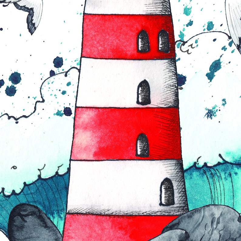 Nautical Nursery Wall Art Decor, Set of 3, Lighthouse Decor, Nautical Themed Nursery, Watercolor ...
