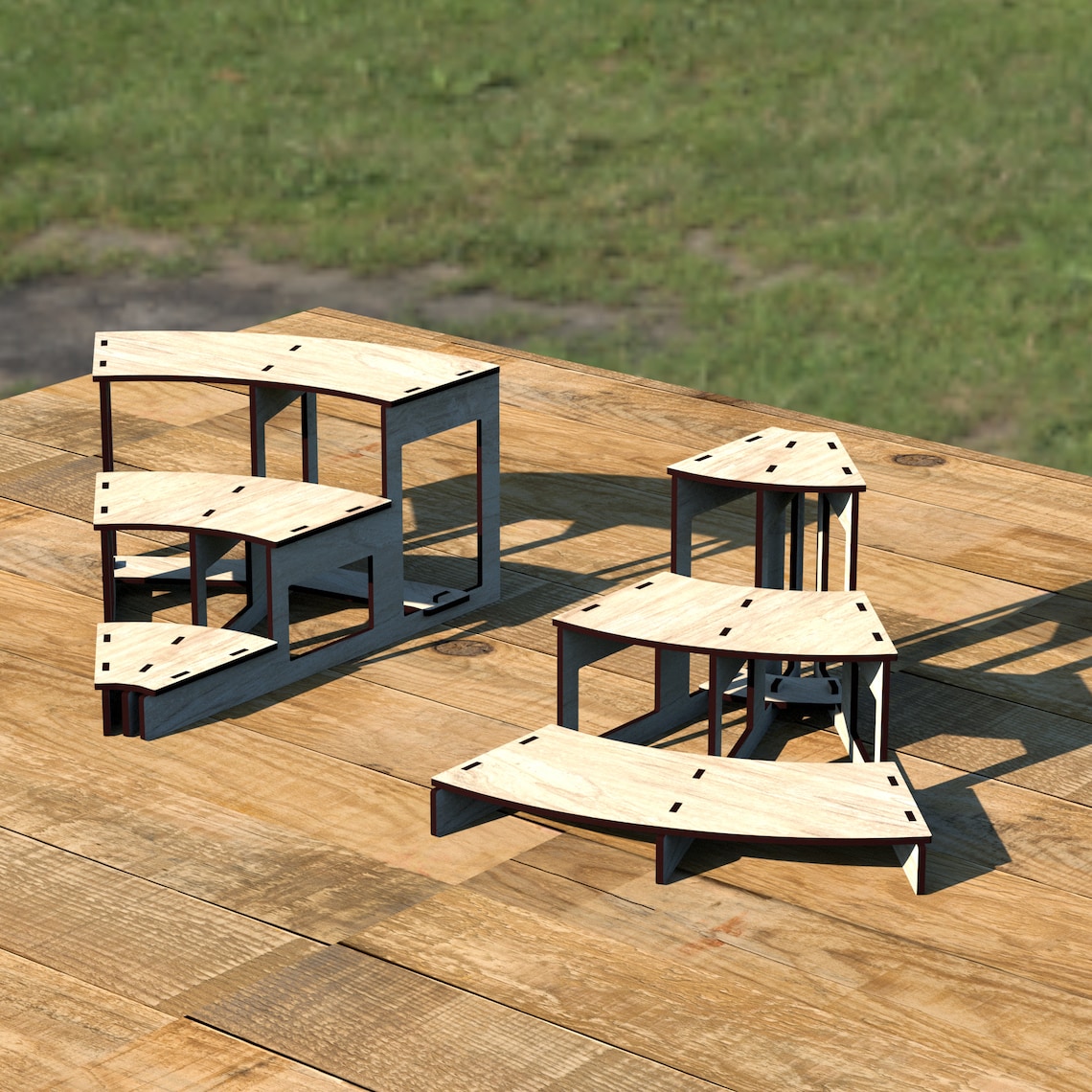 Tiered Display Stand Laser Cutting Multi-purpose Display Case Vector ...