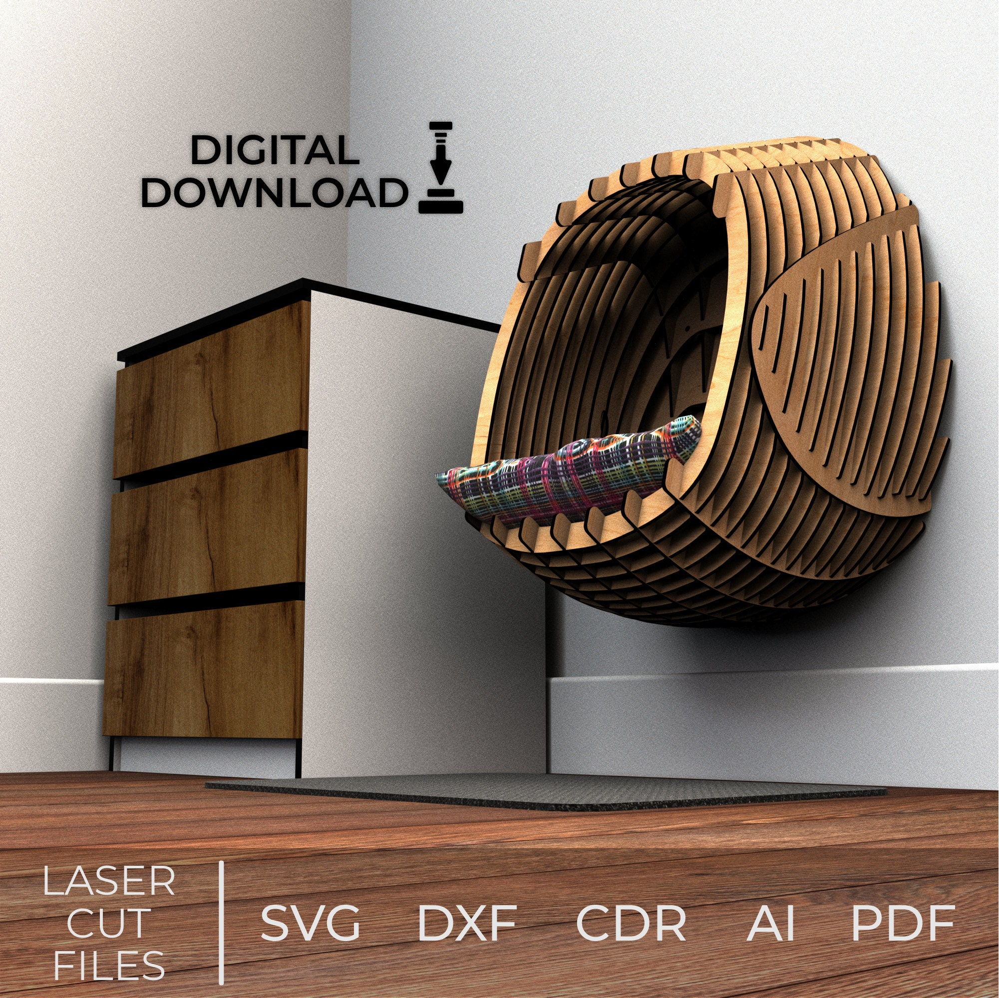 File Parametric Wall Shelf for Cats, Wall-mounted Cat Shelf MDF ...