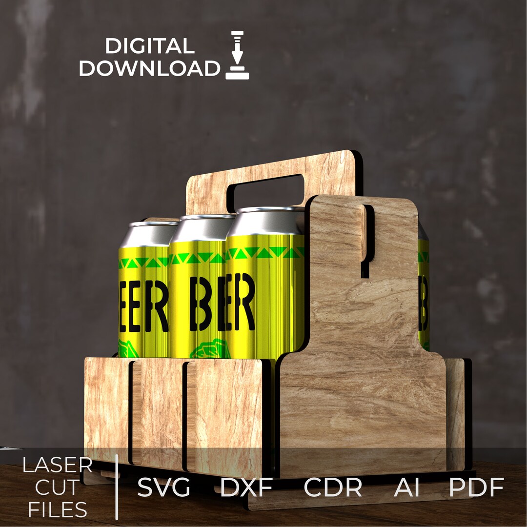Laser Cutting of Beer Can Holders, Lasercut Six Hole Beer Boxes Files ...
