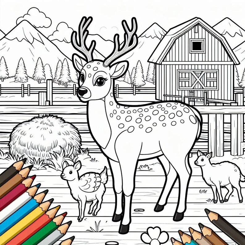 50 Farm Animal Coloring Pages Colorful Adventures on the Farm. Fun for ...