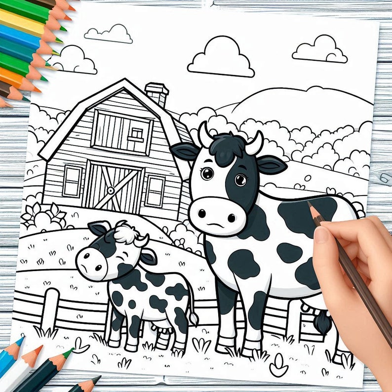 50 Farm Animal Coloring Pages Colorful Adventures on the Farm. Fun for ...