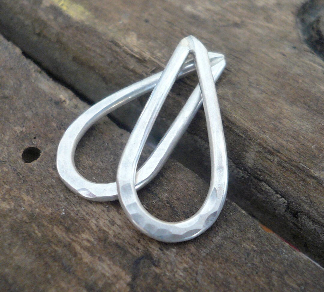 Small Hammered Handforged Sterling Silver Tear Drops - Handmade. Hand ...