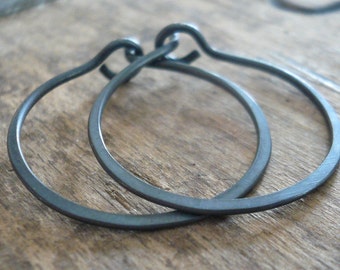 2 Inch Sterling Silver Hoops Handmade. Handforged | Etsy