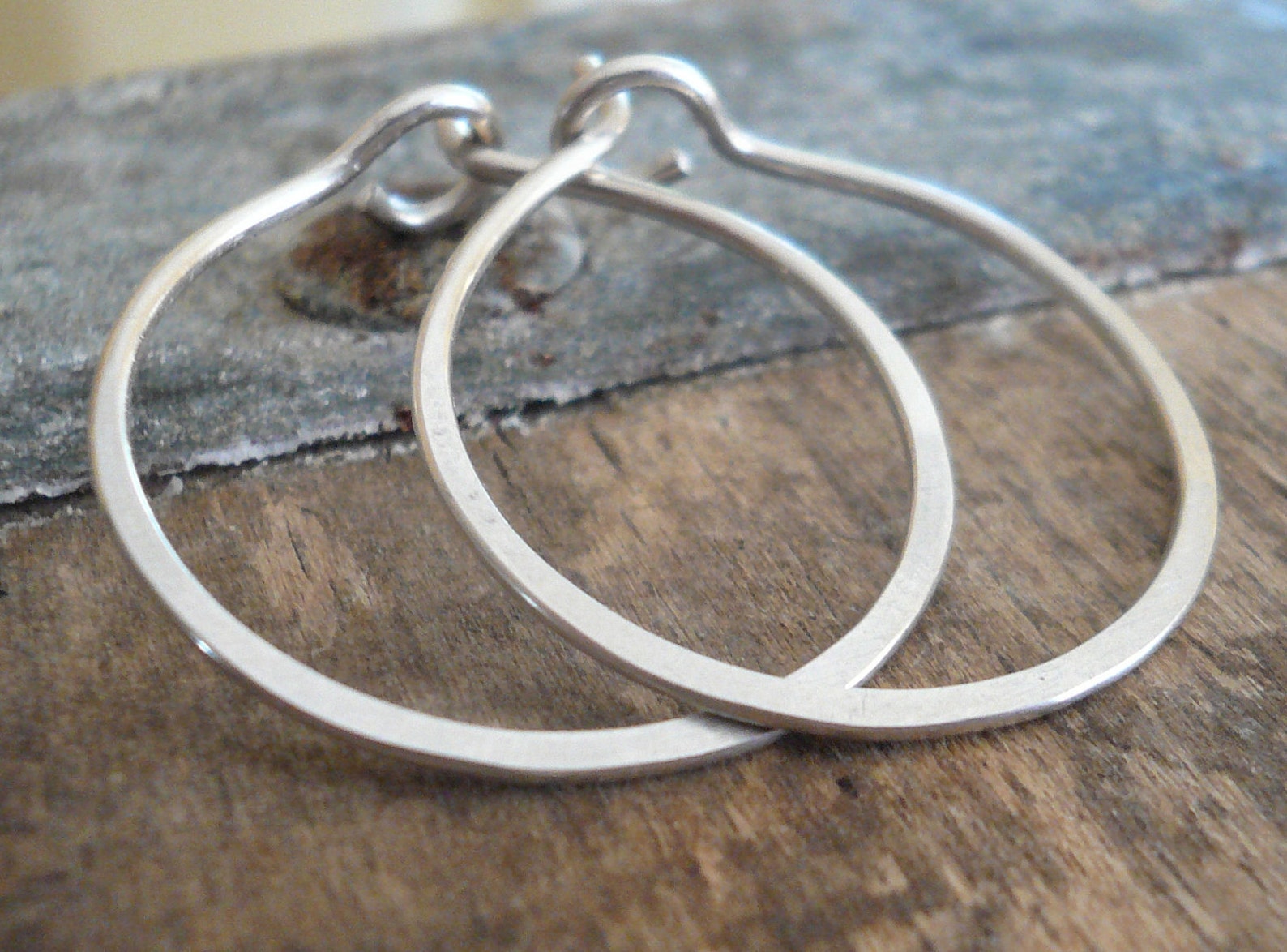 1 Inch Sterling Silver Hoops Handmade. Handforged - Etsy