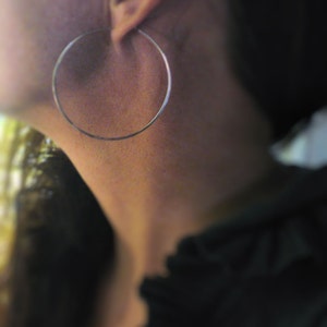 2 Inch Sterling Silver Hoops - Handmade. Handforged. Oxidized and ...