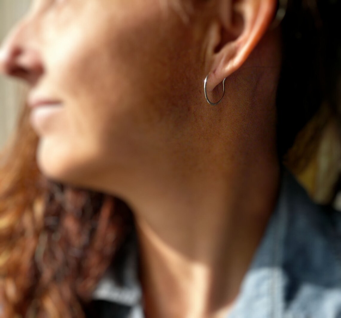 3/4 Inch Sterling Silver Hoops - Handmade. Handforged. Heavily Oxidized ...