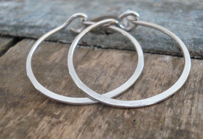 1 Inch Sterling Silver Hoops - Handmade. Handforged - Etsy