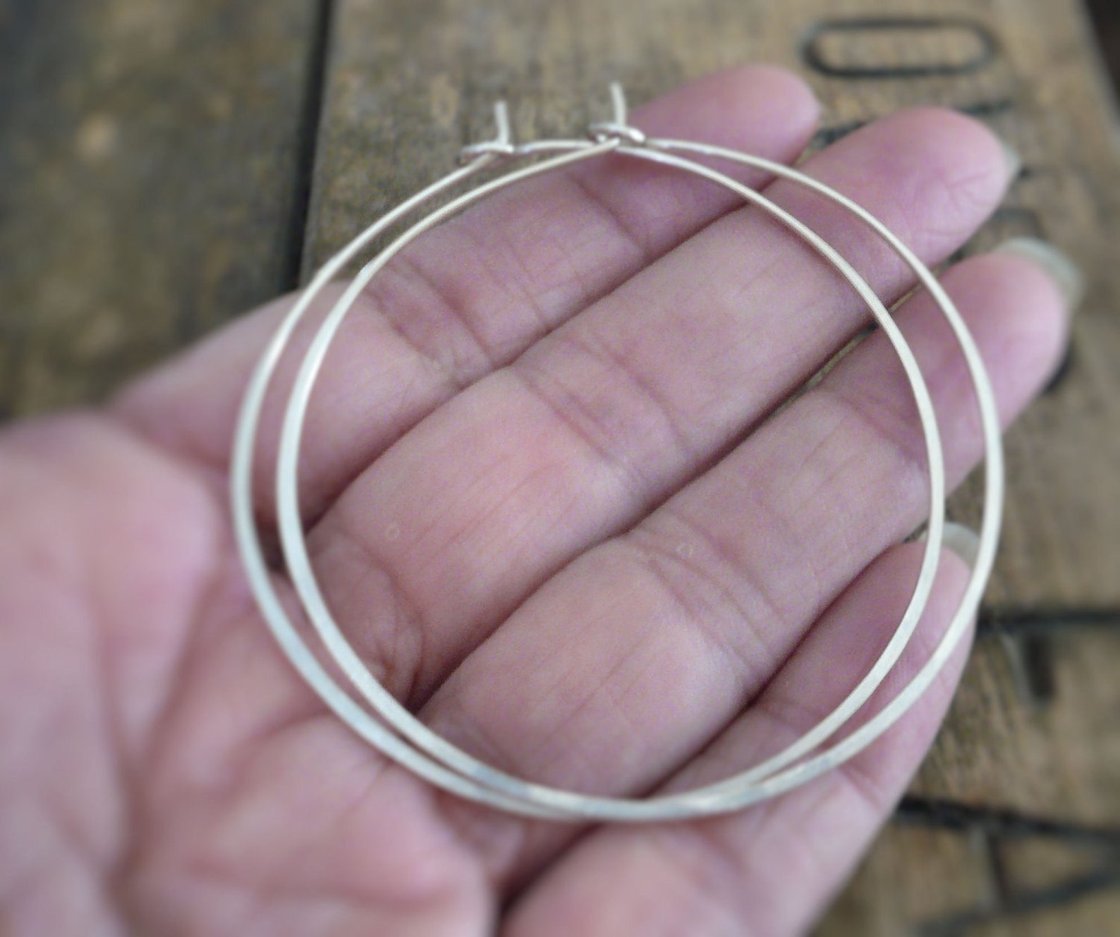 2 Inch Sterling Silver Hoops Handmade. Handforged. Heavily - Etsy