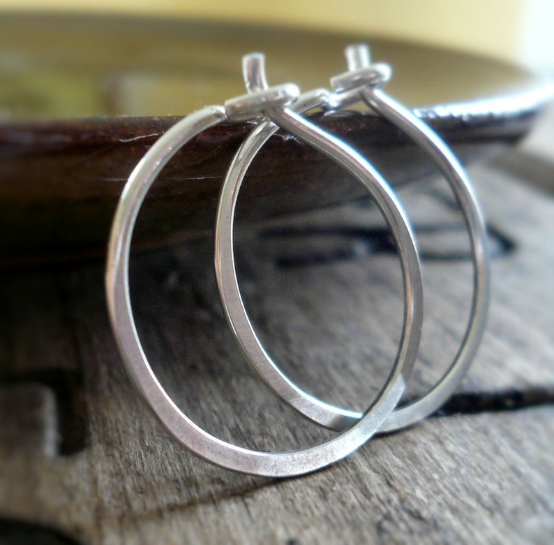 3/4 Inch Sterling Silver Hoops Handmade. Handforged. Heavily - Etsy