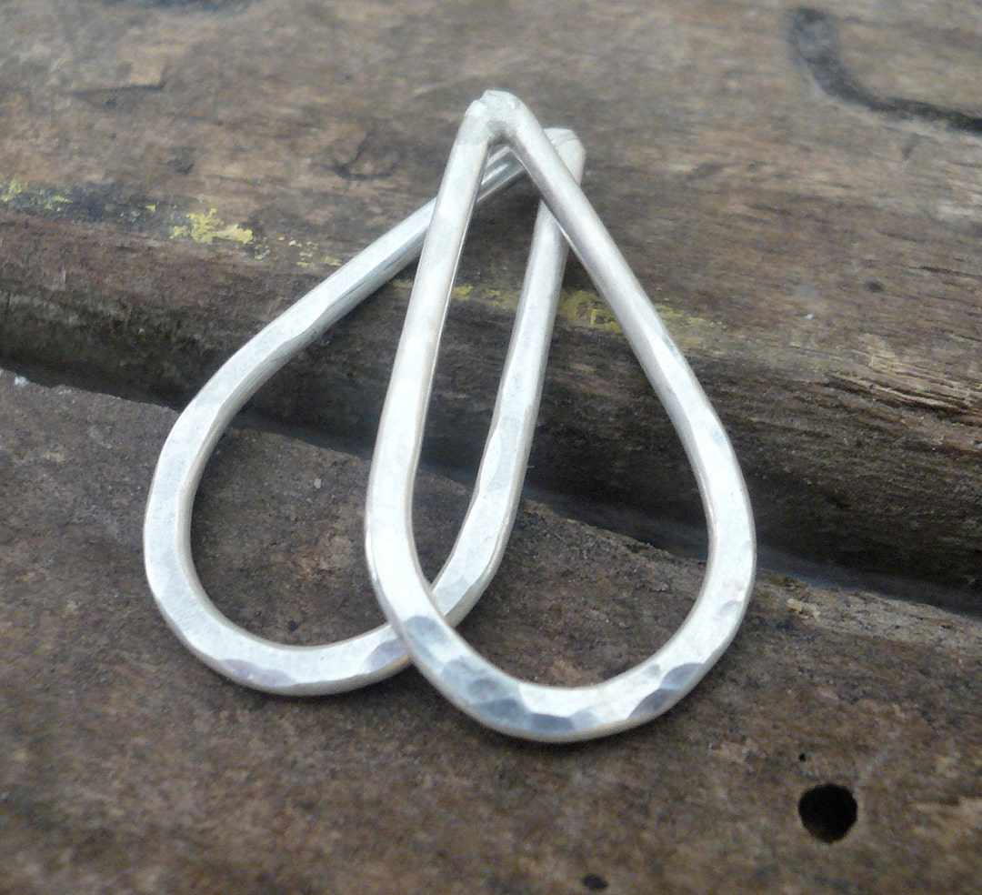 Medium Hammered Handforged Sterling Silver Tear Drops - Handmade. Hand ...