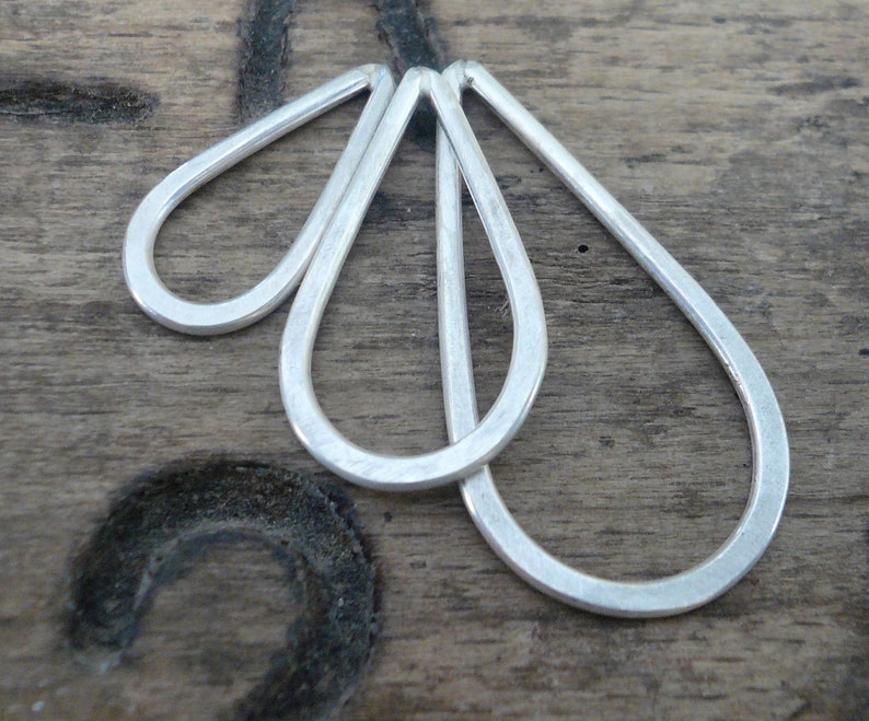 Large Hammered Handforged Sterling Silver Tear Drops - Handmade. Hand ...