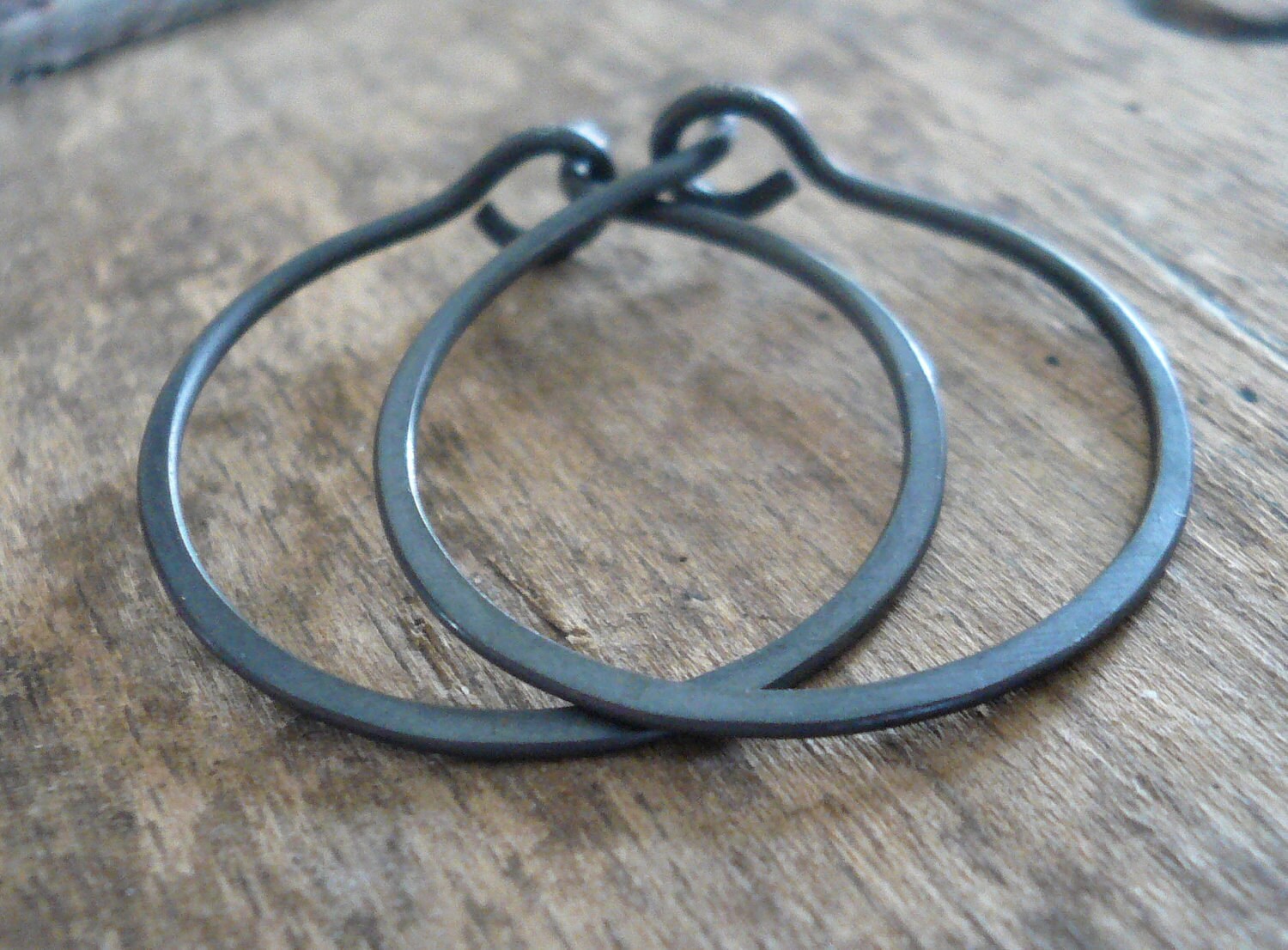 1 Inch Sterling Silver Hoops Handmade. Handforged. Heavily - Etsy