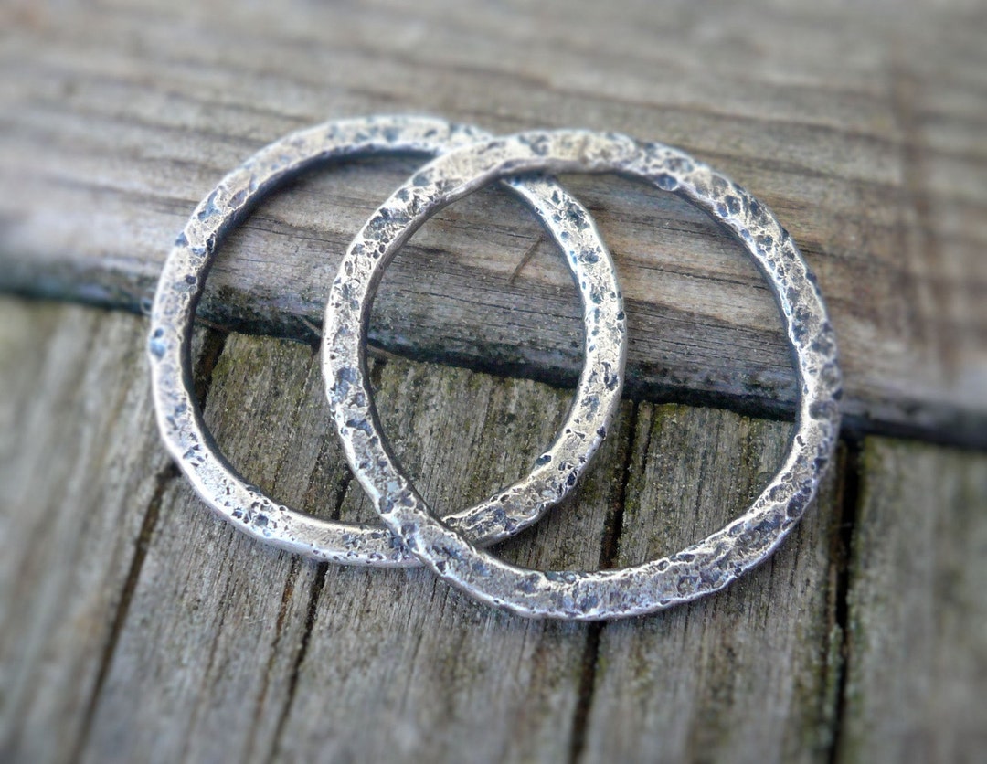 Pair of My Handforged, Textured Sterling Silver Loops - Handmade. Hand ...