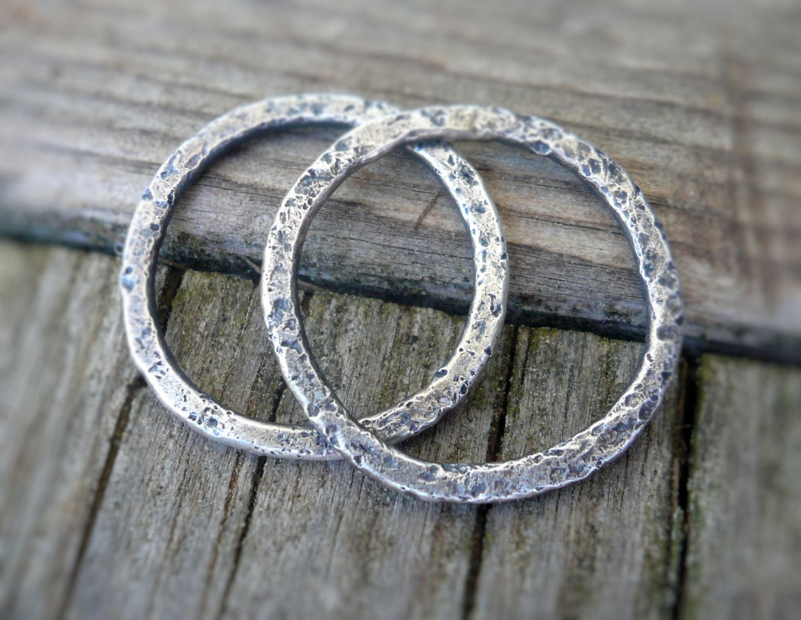 Pair of My Handforged, Textured Sterling Silver Loops - Handmade. Hand ...