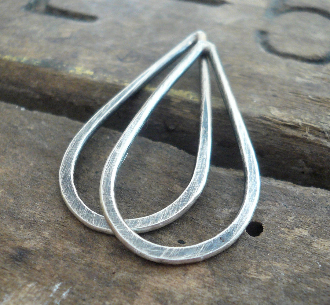 Large Handforged Oxidized Sterling Silver Tear Drops - Handmade. Hand ...