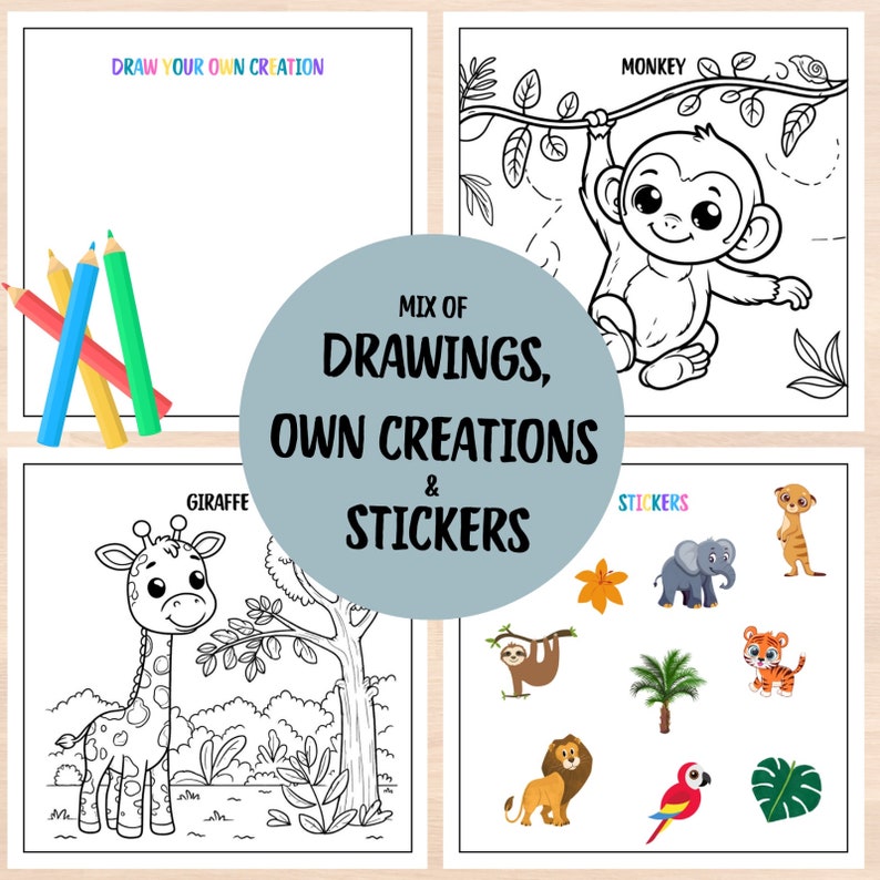 Jungle Adventure Coloring Book Kids - Toddlers | Fun Animal Designs ...