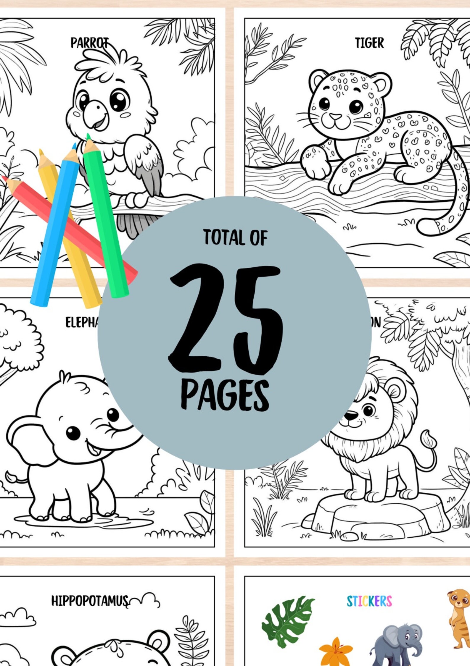 Jungle Adventure Coloring Book Kids - Toddlers | Fun Animal Designs ...