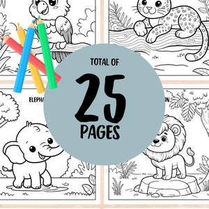 Jungle Adventure Coloring Book Kids - Toddlers | Fun Animal Designs ...