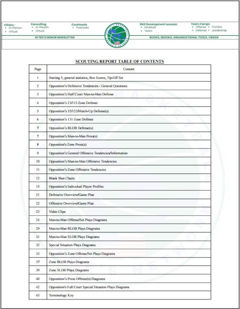 Game Planning & Scouting Report Template - Etsy