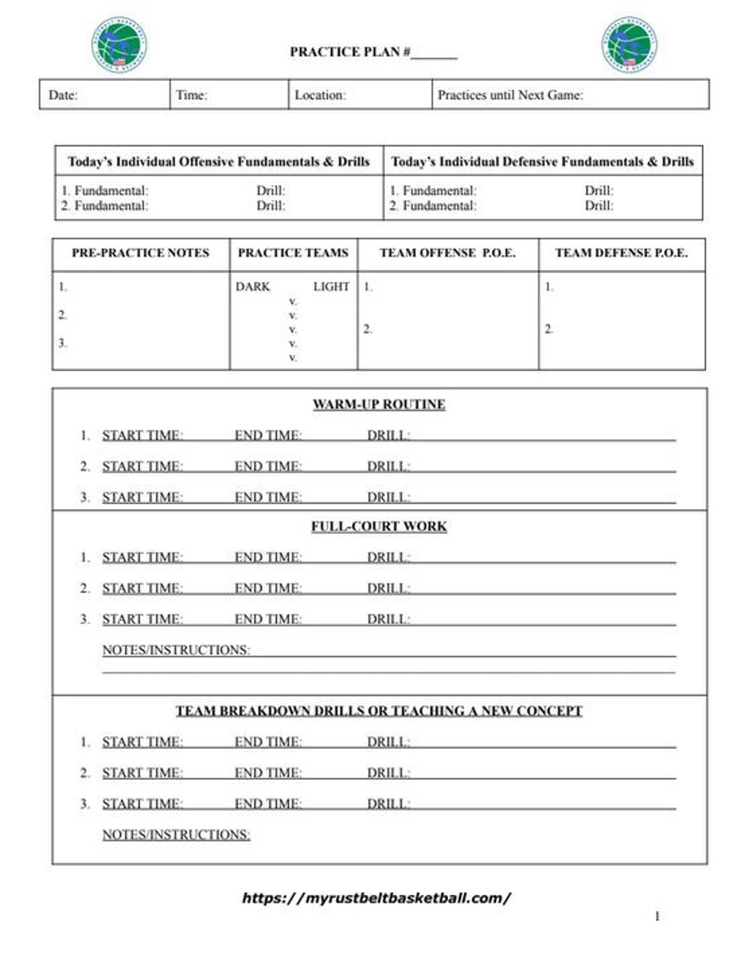 RBCN Master Practice Plan Chart - Etsy