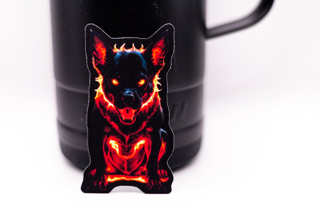 Glowing Demon Dog Sticker Mystical & Eerie Design for Laptops ...