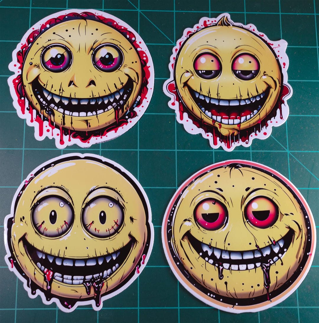 Horrific Smileys Sticker Collection 4 Horrific Faces - Etsy