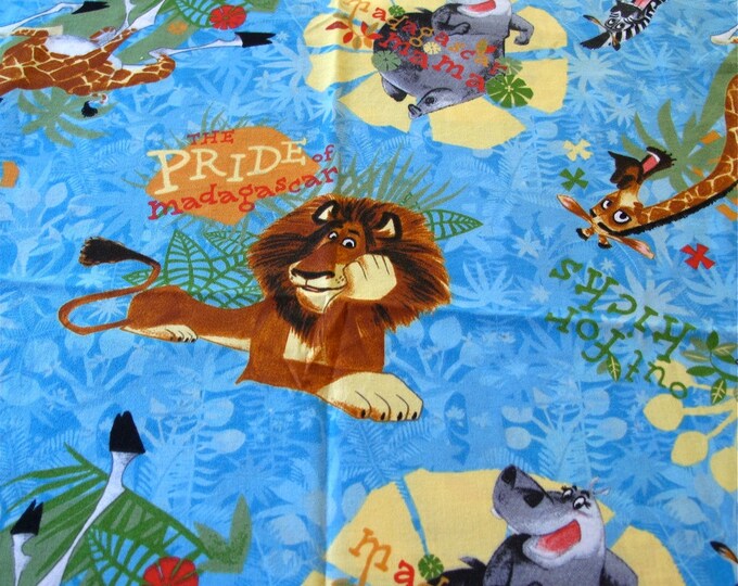 Madagascar Movie Cotton Quilting Fabric Yardage Destash Fabric Print ...